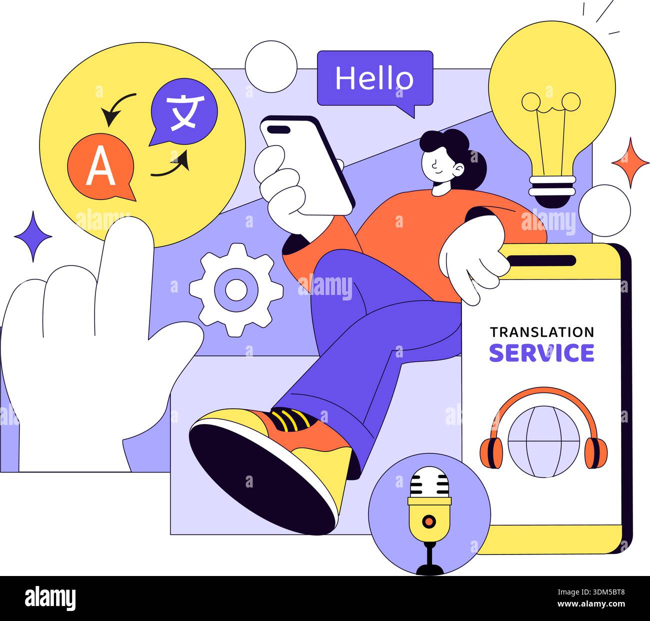 Translator Service Vector Illustration Showing Multilanguage ...