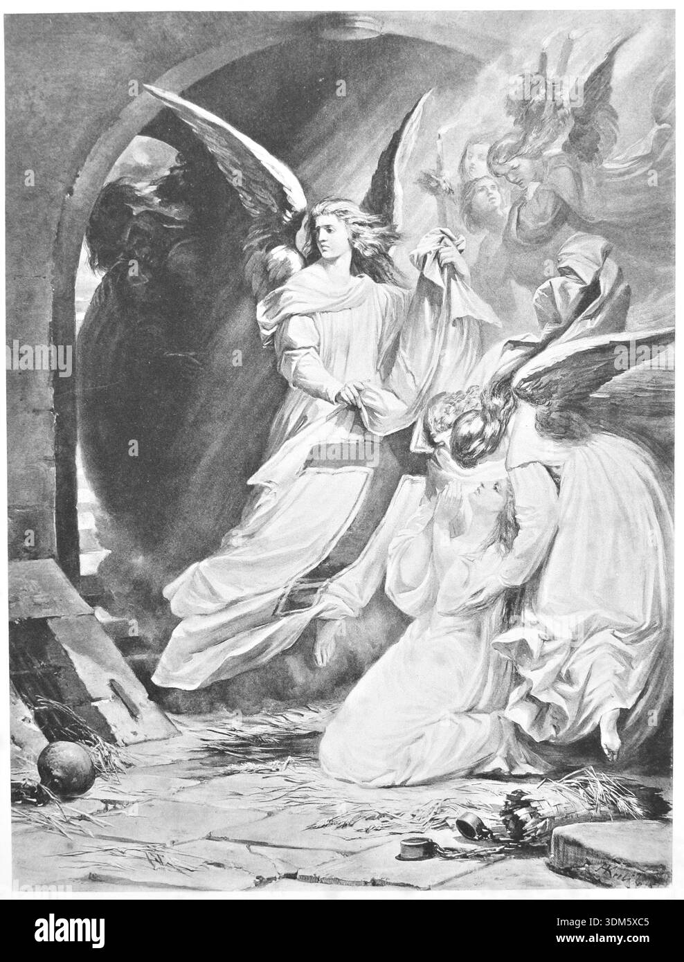 Classic illustration depicting Gretchen is saved by angels, drawn by ...
