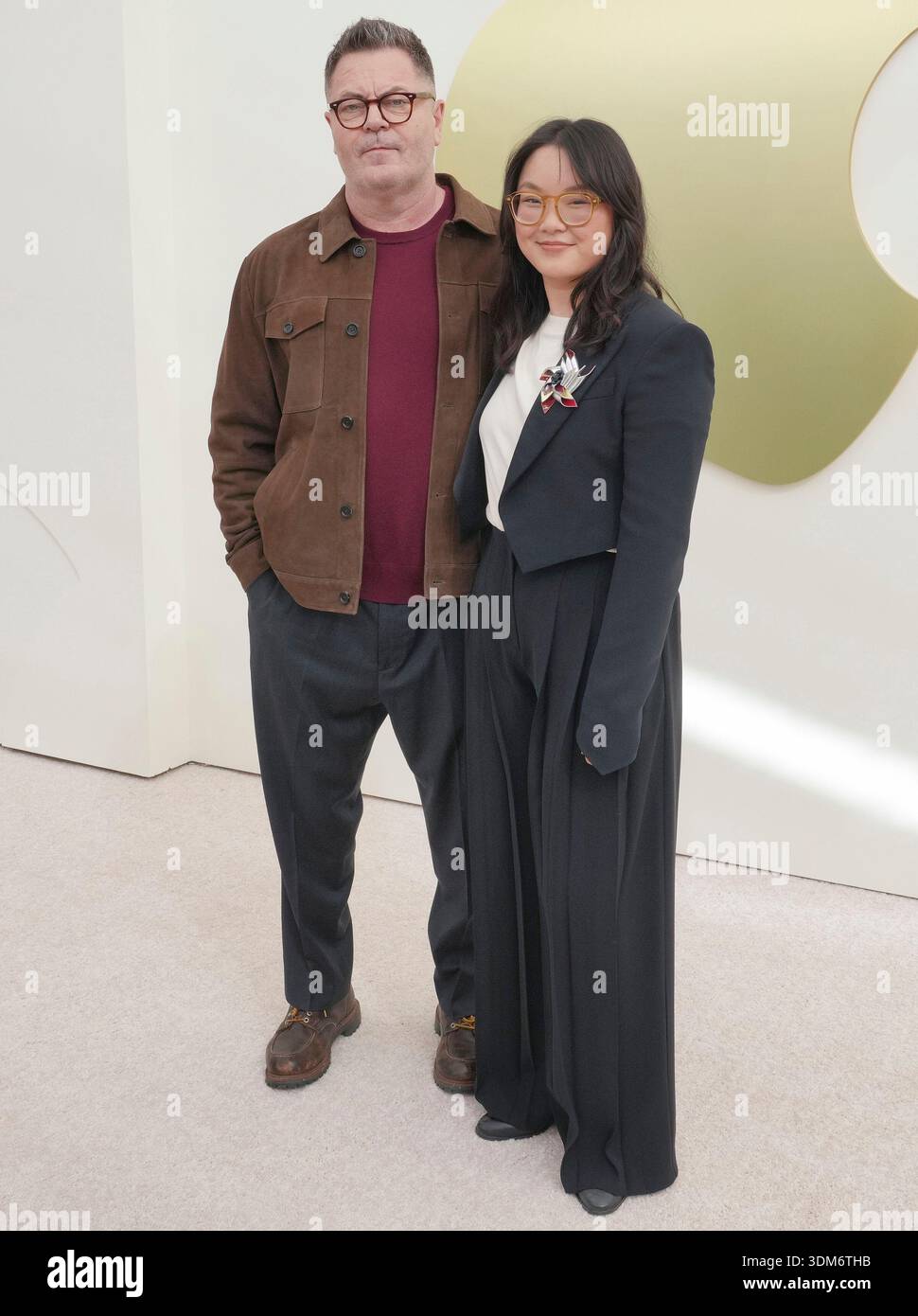 (L-R) Nick Offerman and Thaddea Graham at the APPLE TV Press Day held ...