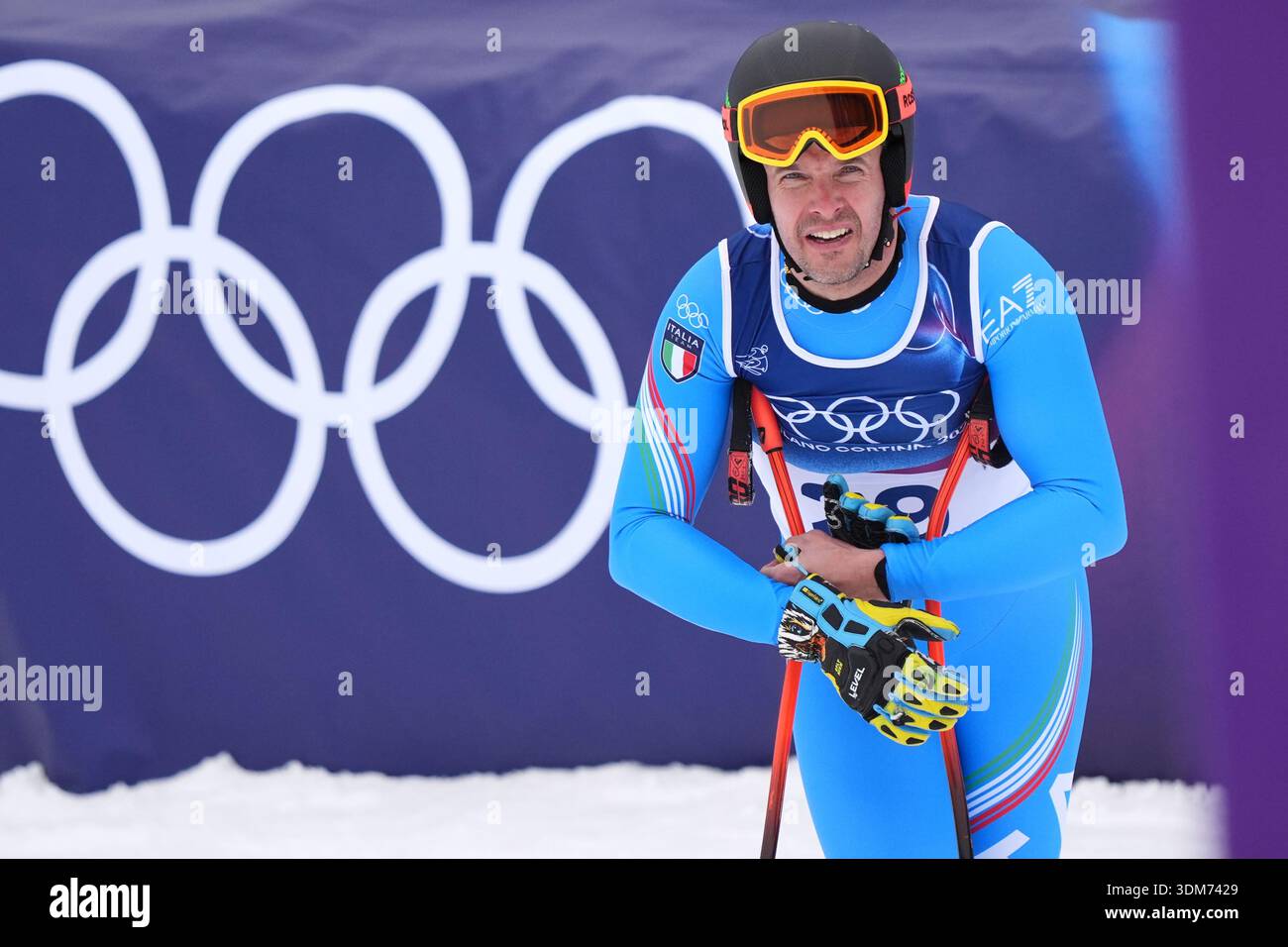 Italy's Christof Innerhofer at the finish area, during the alpine ski ...