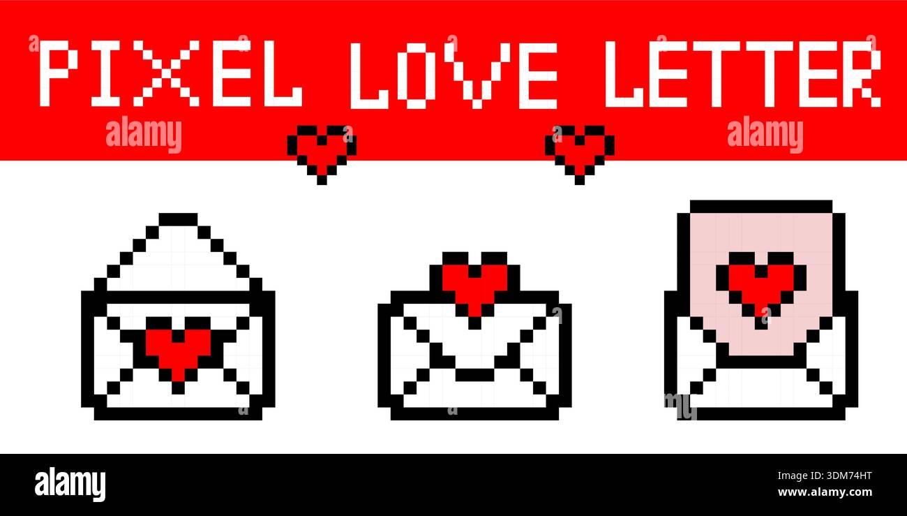 Pixel art love mail envelope with heart icon inspired by 90s videogame ...