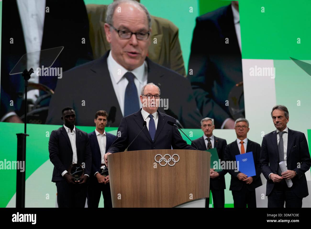 Prince Albert of Monaco speaks during the IOC Climate Action Award 2025 ...
