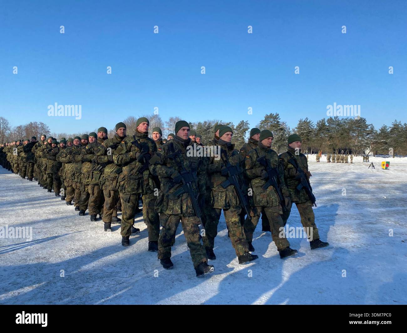 04 February 2026, Lithuania, Kaunas: German soldiers march in formation ...