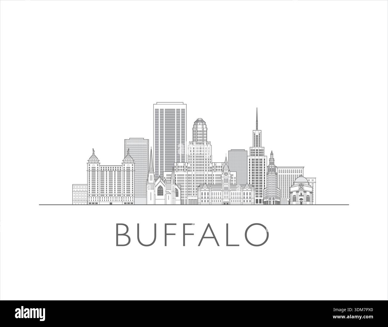 Buffalo, New York State, skyline, USA. Urban cityscape with landmarks ...