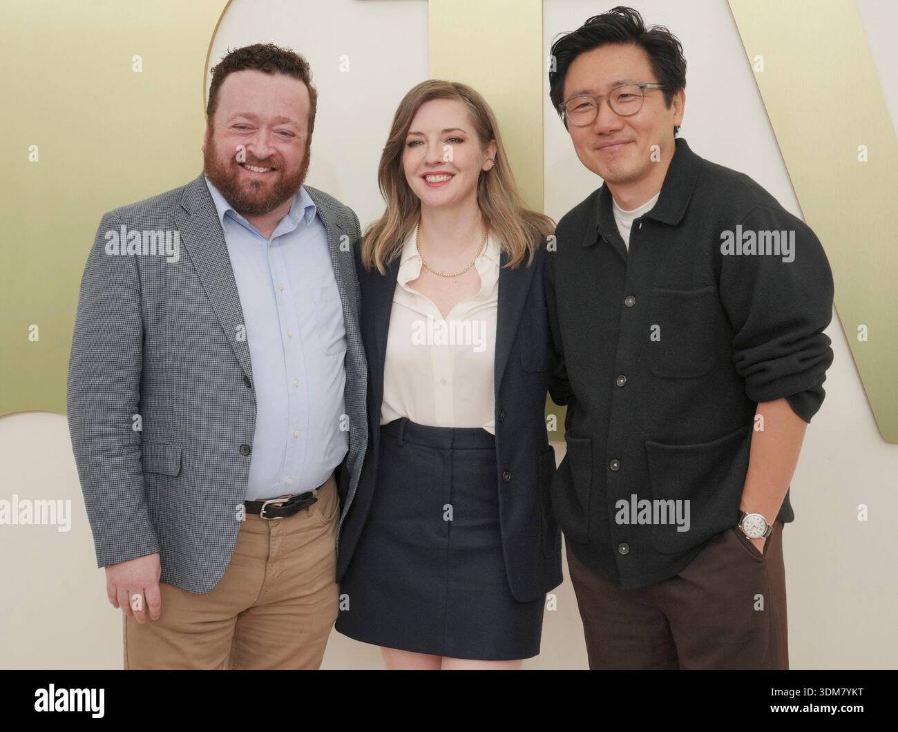 (L-R) Neil Casey, Katie Dippold and Hiro Murai at the APPLE TV Press ...