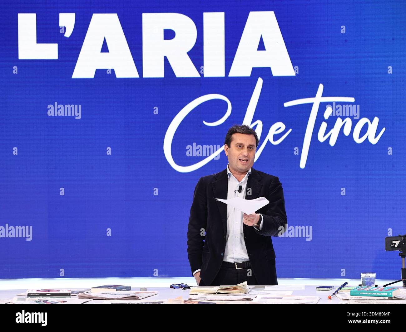 Rome, La7 studios, TV show "L'aria che tira." Pictured: David Parenzo ...