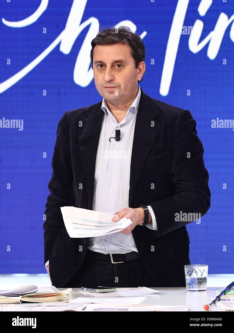 Rome, La7 studios, TV show "L'aria che tira." Pictured: David Parenzo ...