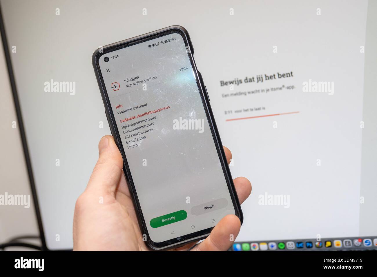 A login screen is seen in the Itsme smartphone application, a digital ...
