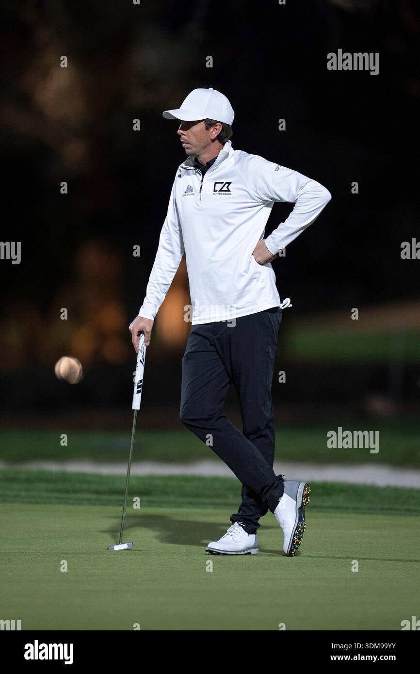 Wild Card player Bjorn Hellgren looks on from the 16th green during the ...