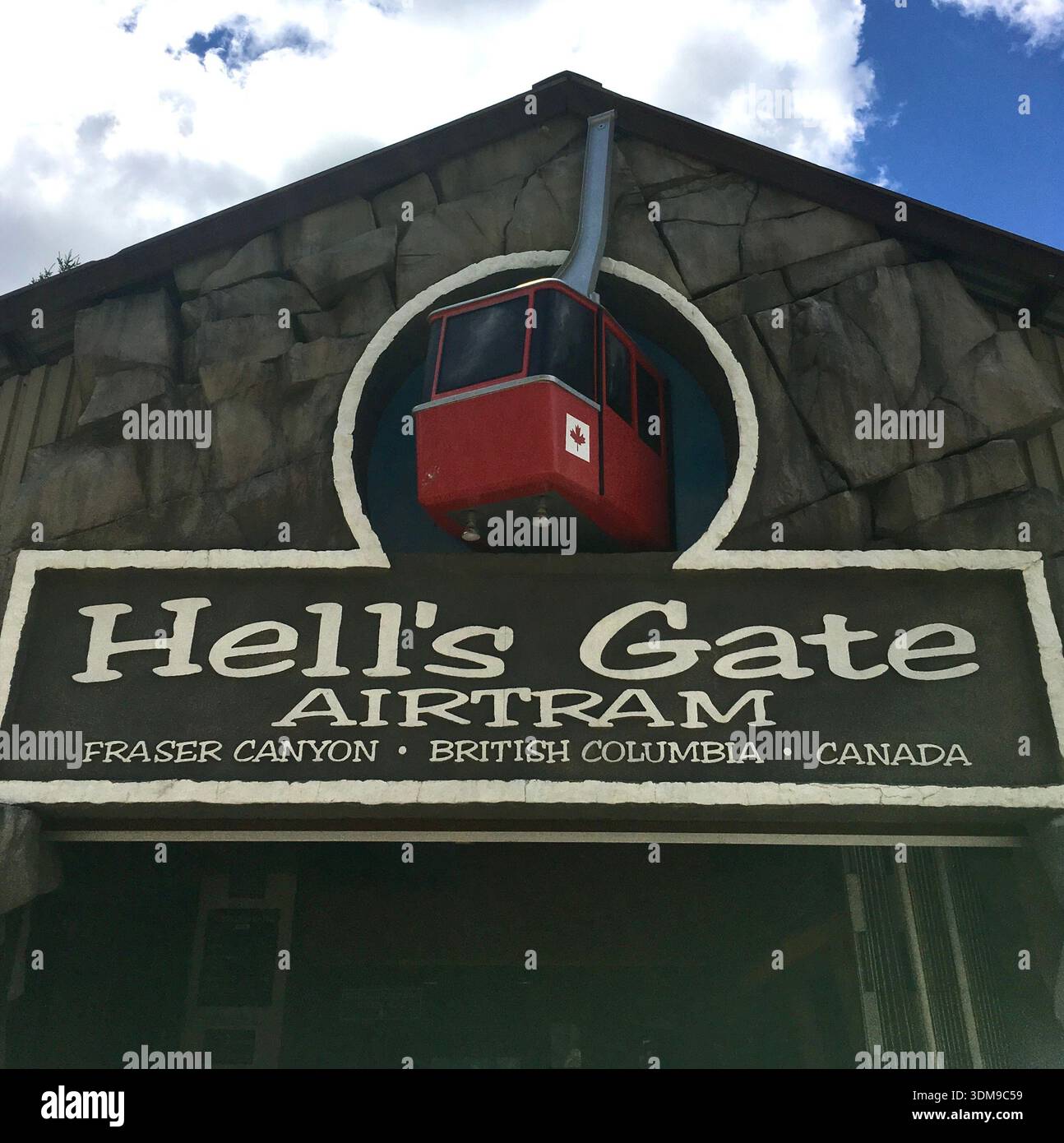 Hells Gate Airtram sign at Hell’s Gate, Fraser Canyon, British Columbia ...