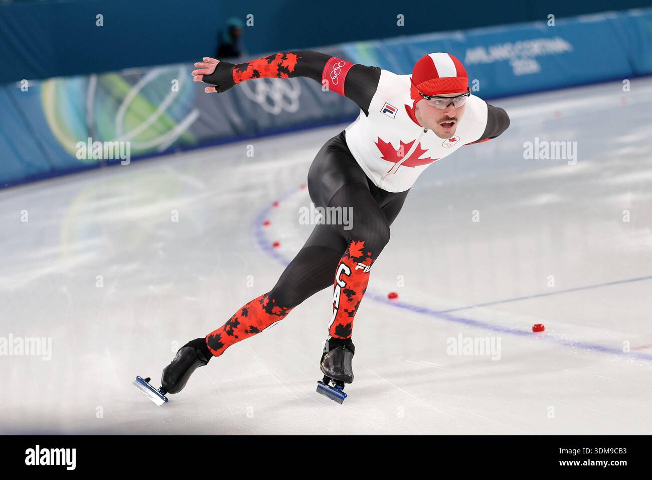Canada's Cedrick Brunet skates a test race of 500 meters on Wednesday ...