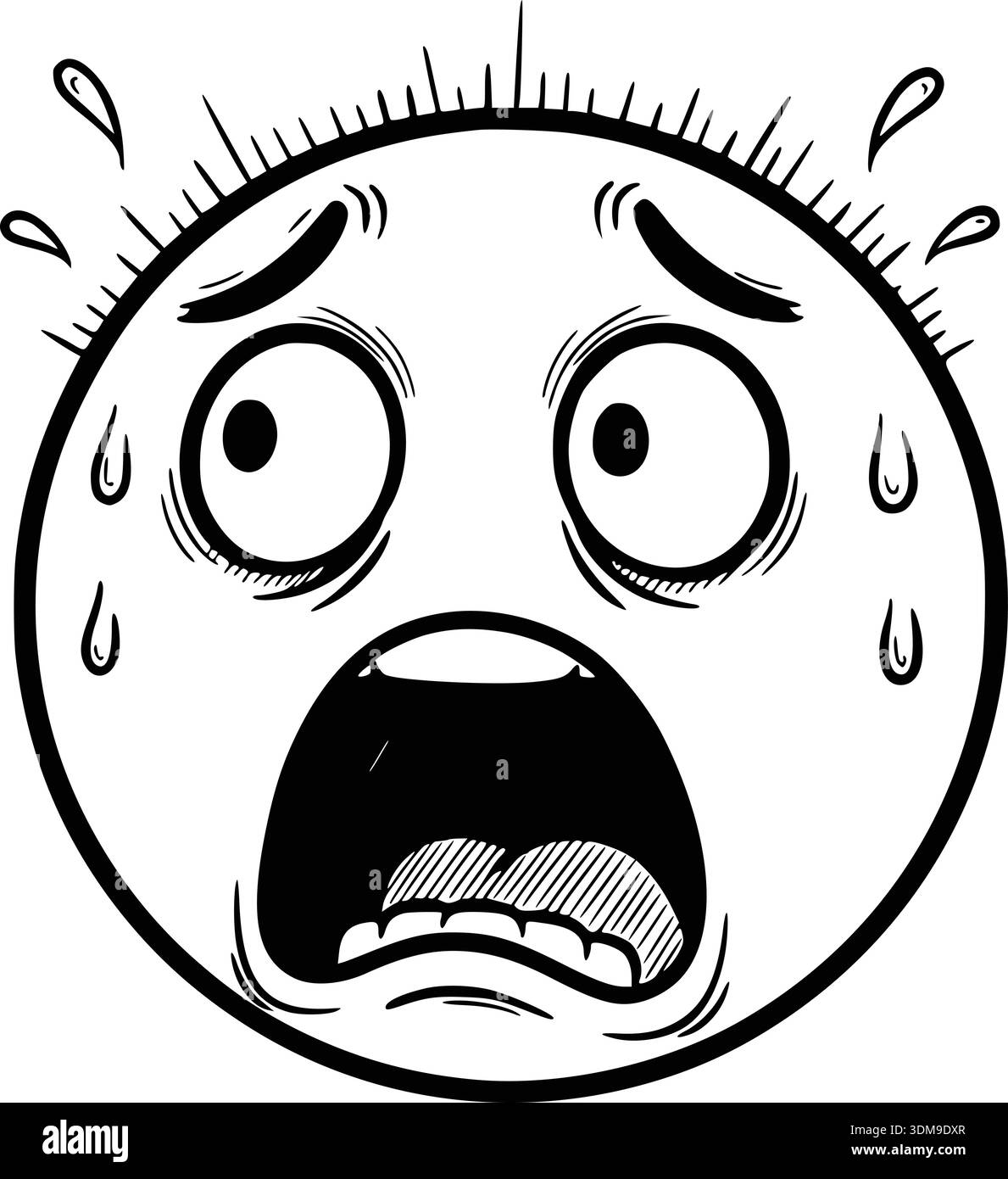 Face screaming emoji line hi-res stock photography and images - Alamy