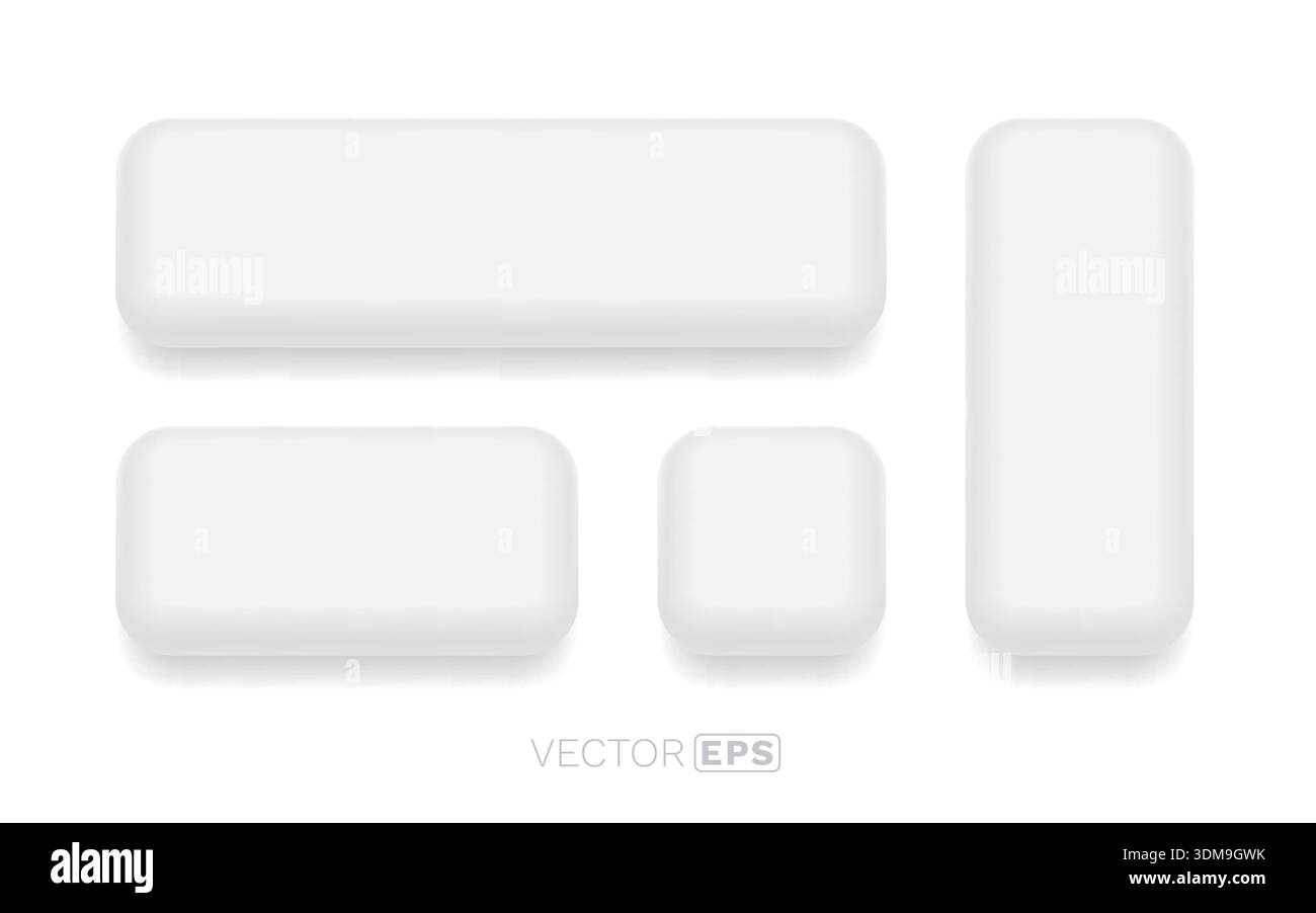 Modern blank white button set for web and app user interface design ...