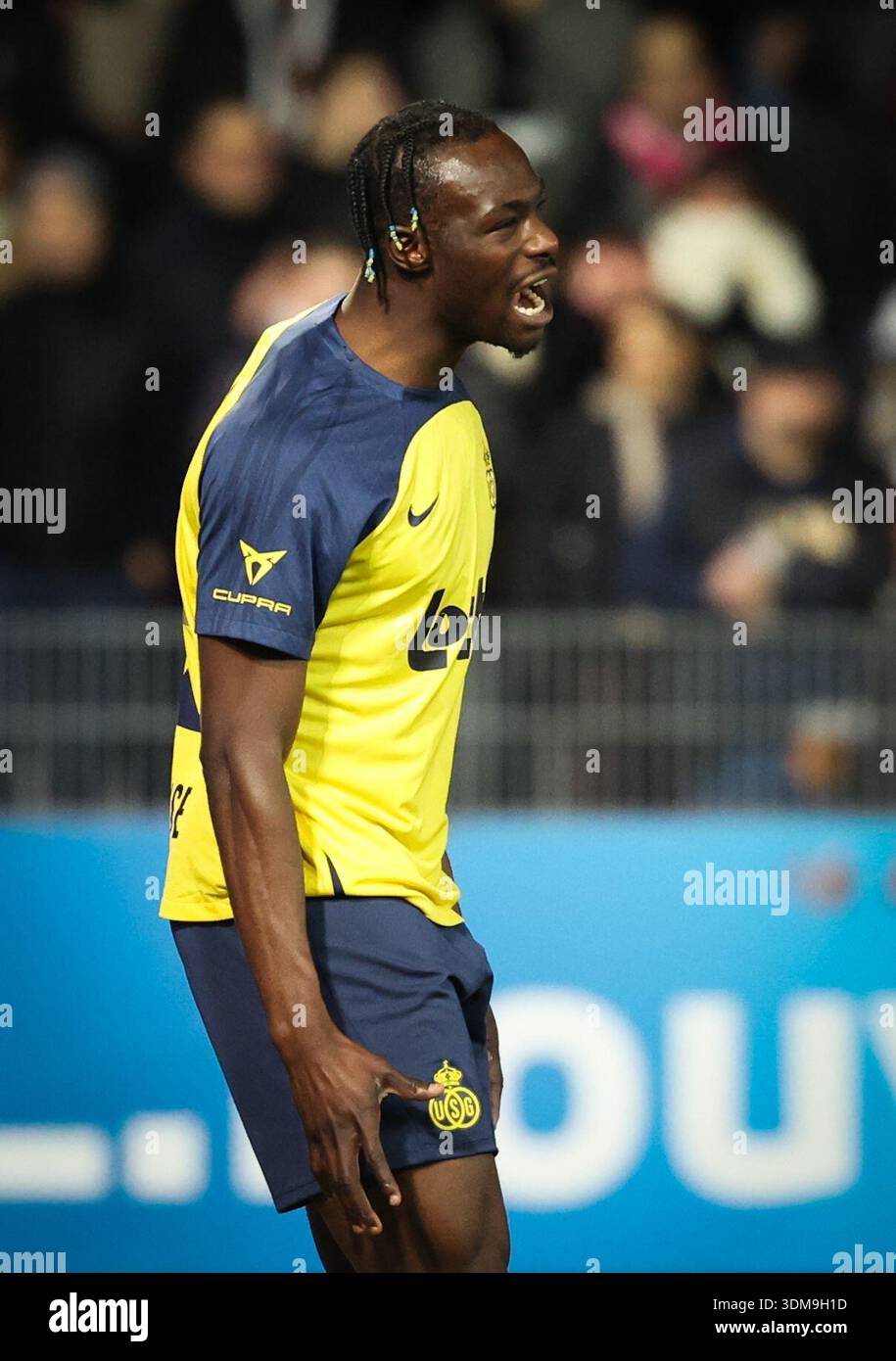 Union's Promise David looks dejected during a soccer game between ...