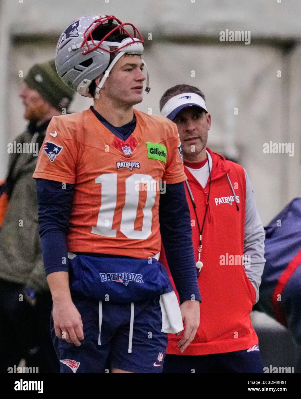 New England Patriots quarterback Drake Maye (10) during an NFL football ...