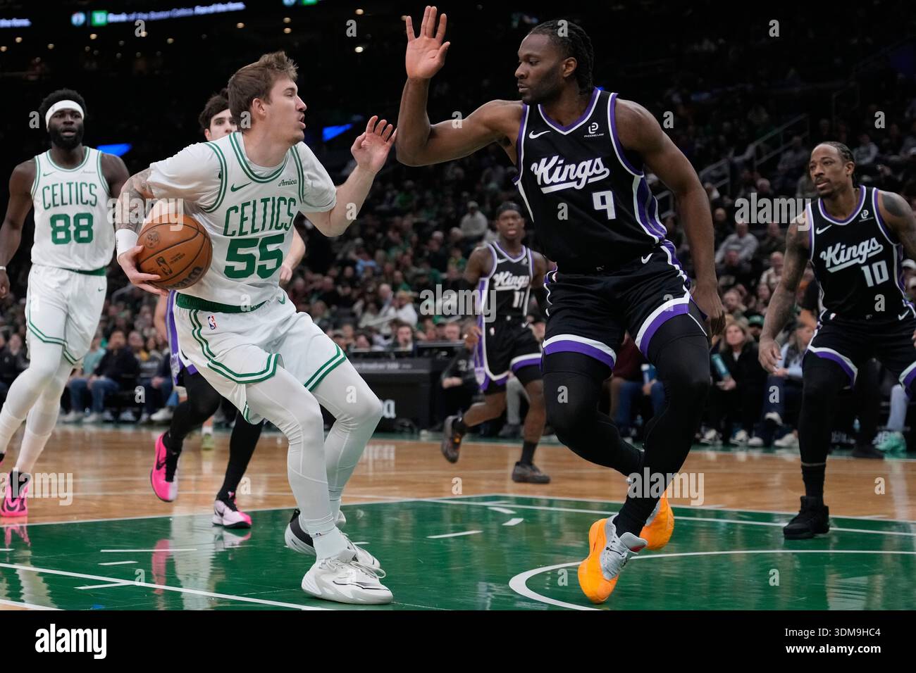 Boston Celtics guard Baylor Scheierman (55) during an NBA basketball ...