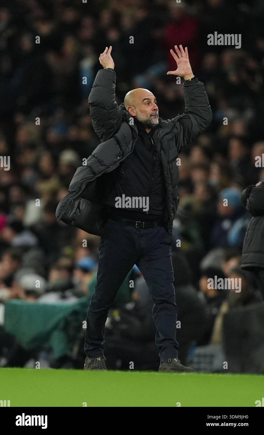 Manchester City manager Pep Guardiola during the Carabao Cup semi-final ...