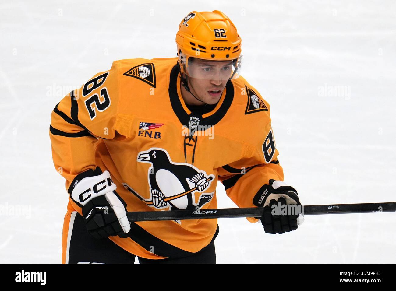 FILE - Pittsburgh Penguins' Caleb Jones skates during the first period ...