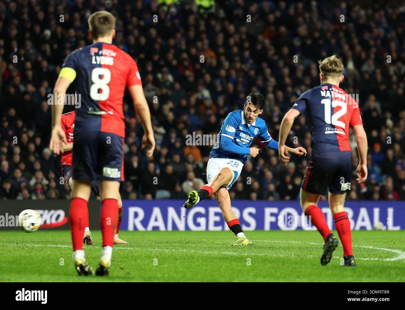 Rangers' Bojan Miovski scores their side's second goal of the game ...