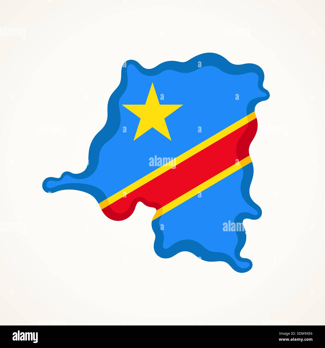 Map of DR Congo colored with flag Stock Vector Image & Art - Alamy