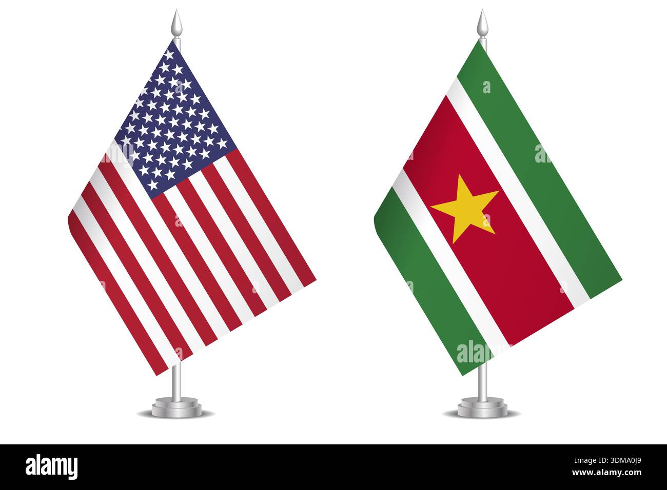Flags of United States and Suriname. The concept of partnership and ...