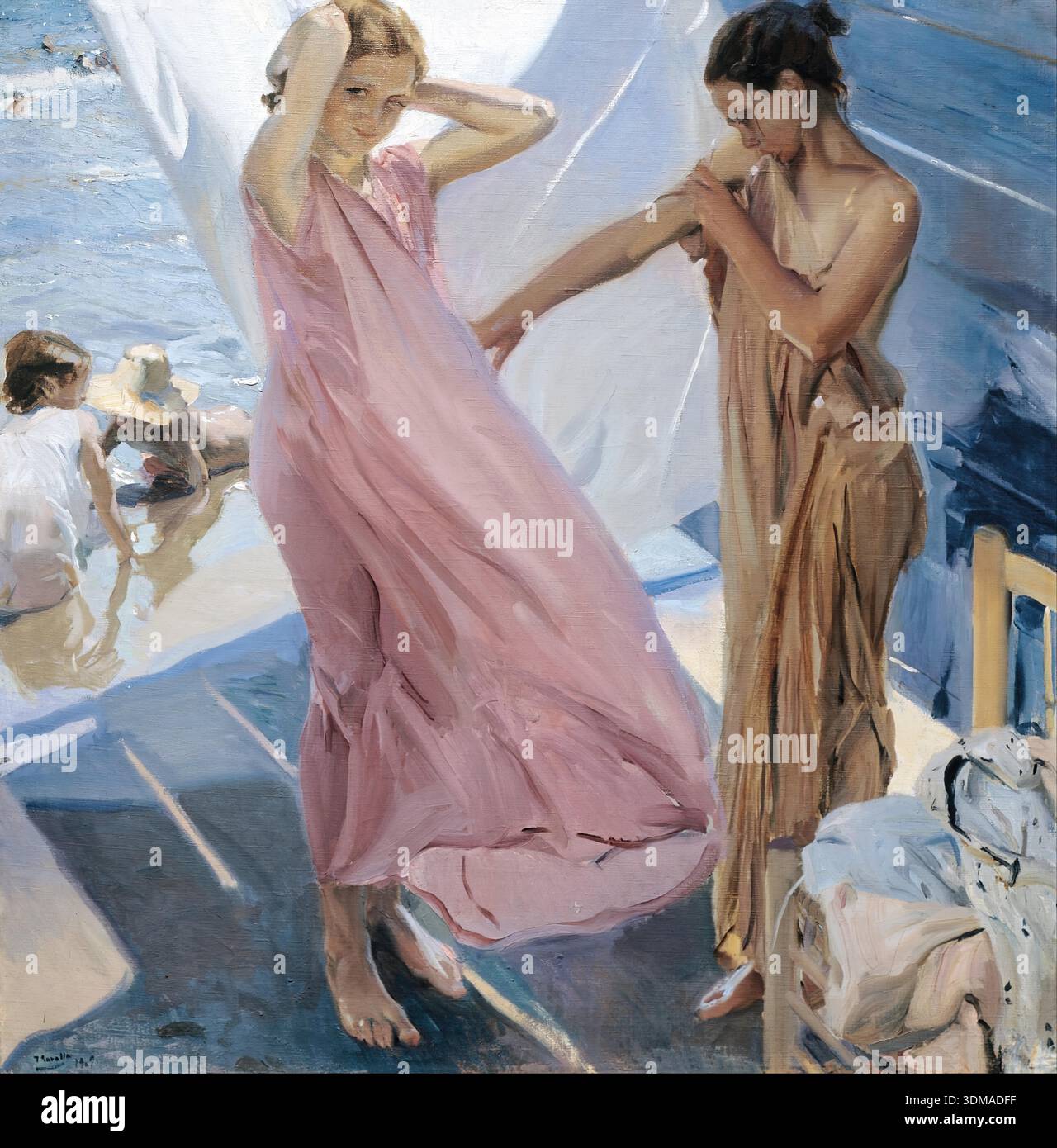 After Bathing, Valencia, 1909 painting by Joaqun Sorolla Stock Vector ...
