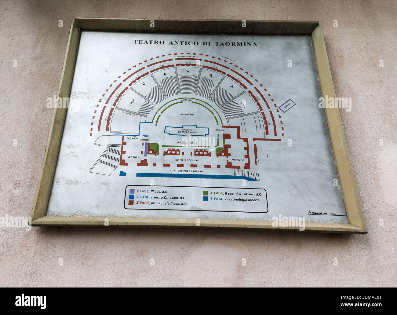 A notice board for the ancient theatre of Taormina, Teatro antico di ...