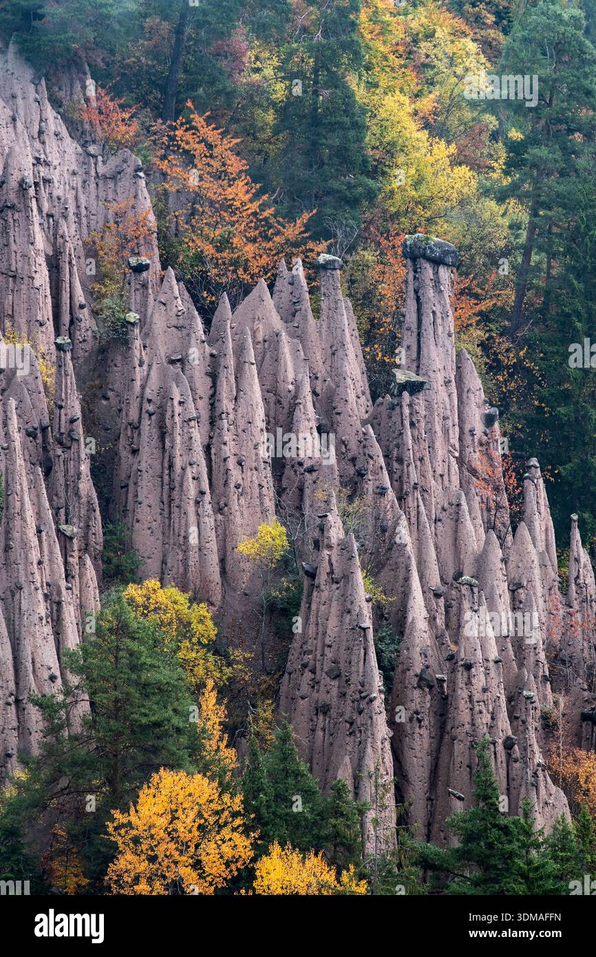 The Earth Pyramids or Hoodoos of Longomoso in autumn, Piramidi di Terra ...