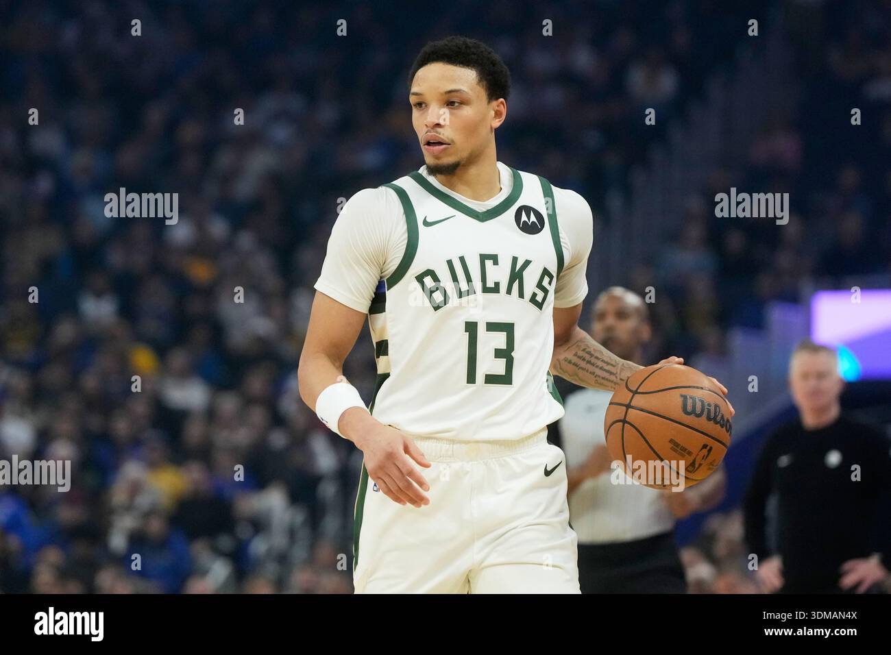 Milwaukee Bucks guard Ryan Rollins (13) during an NBA basketball game ...