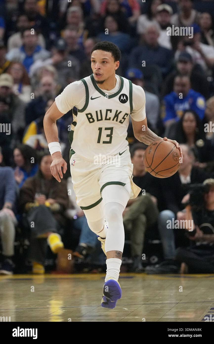 Milwaukee Bucks guard Ryan Rollins (13) during an NBA basketball game ...