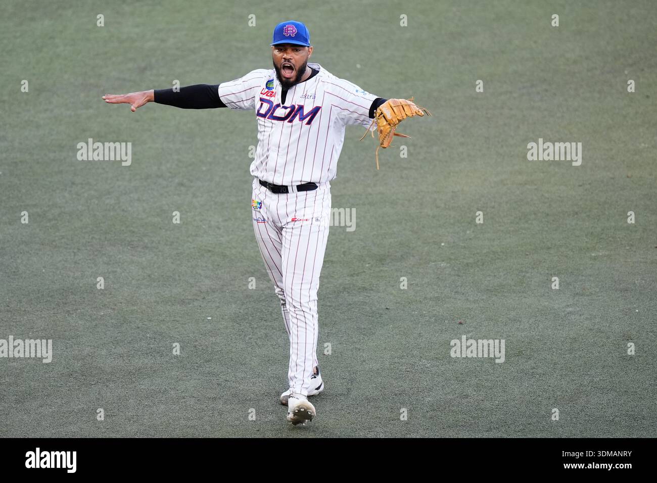 Dominican Republic's Franchy Cordero celebrates after a Caribbean ...