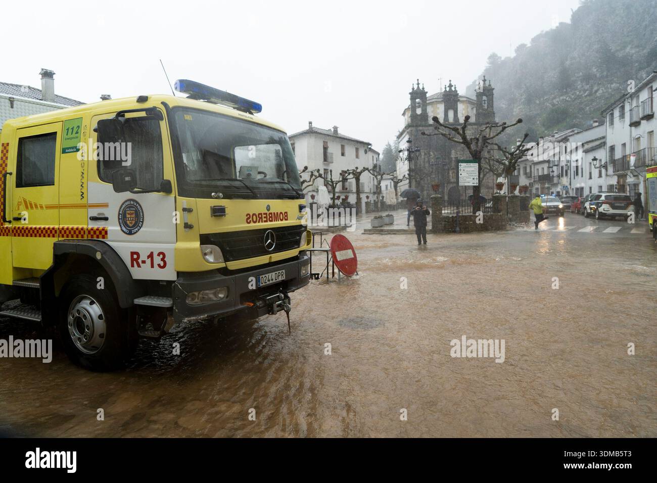 INFOCA firefighters seen amid flooding caused by Storm Leonardo. The ...