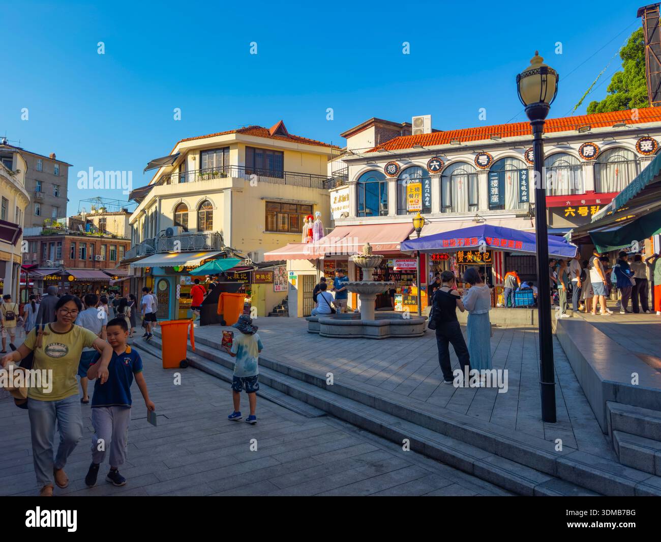 Historic commercial buildings on Longtou Road on Gulangyu (Kulangsu ...