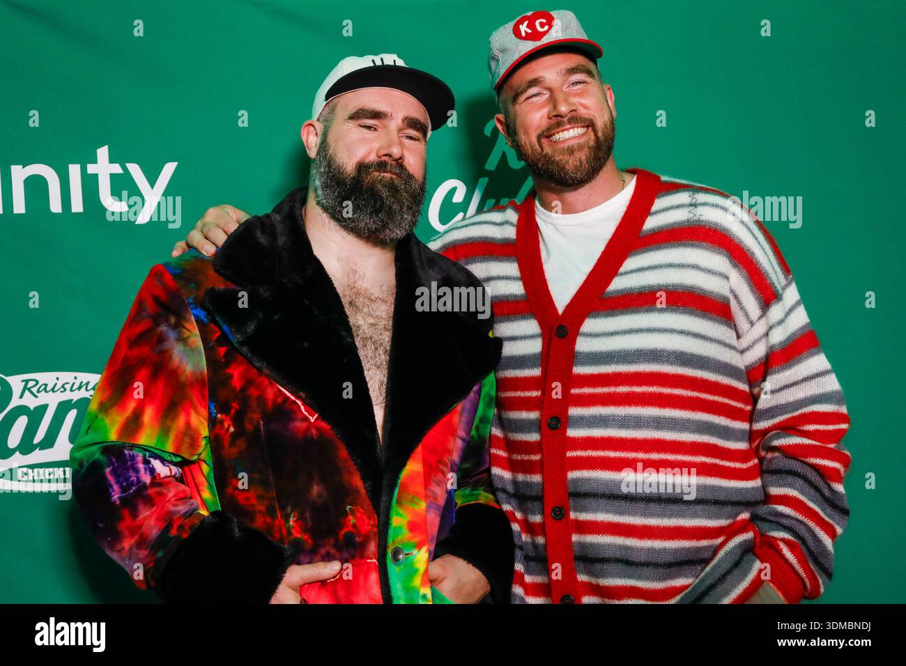 San Francisco, USA. 04th Feb, 2026. Jason Kelce and Travis Kelce ...