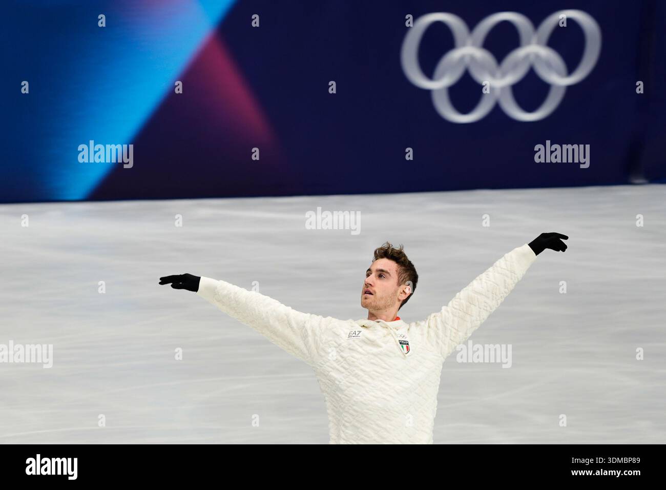 Mattero Rizzo, of Italy, performs during a figure skating training ...