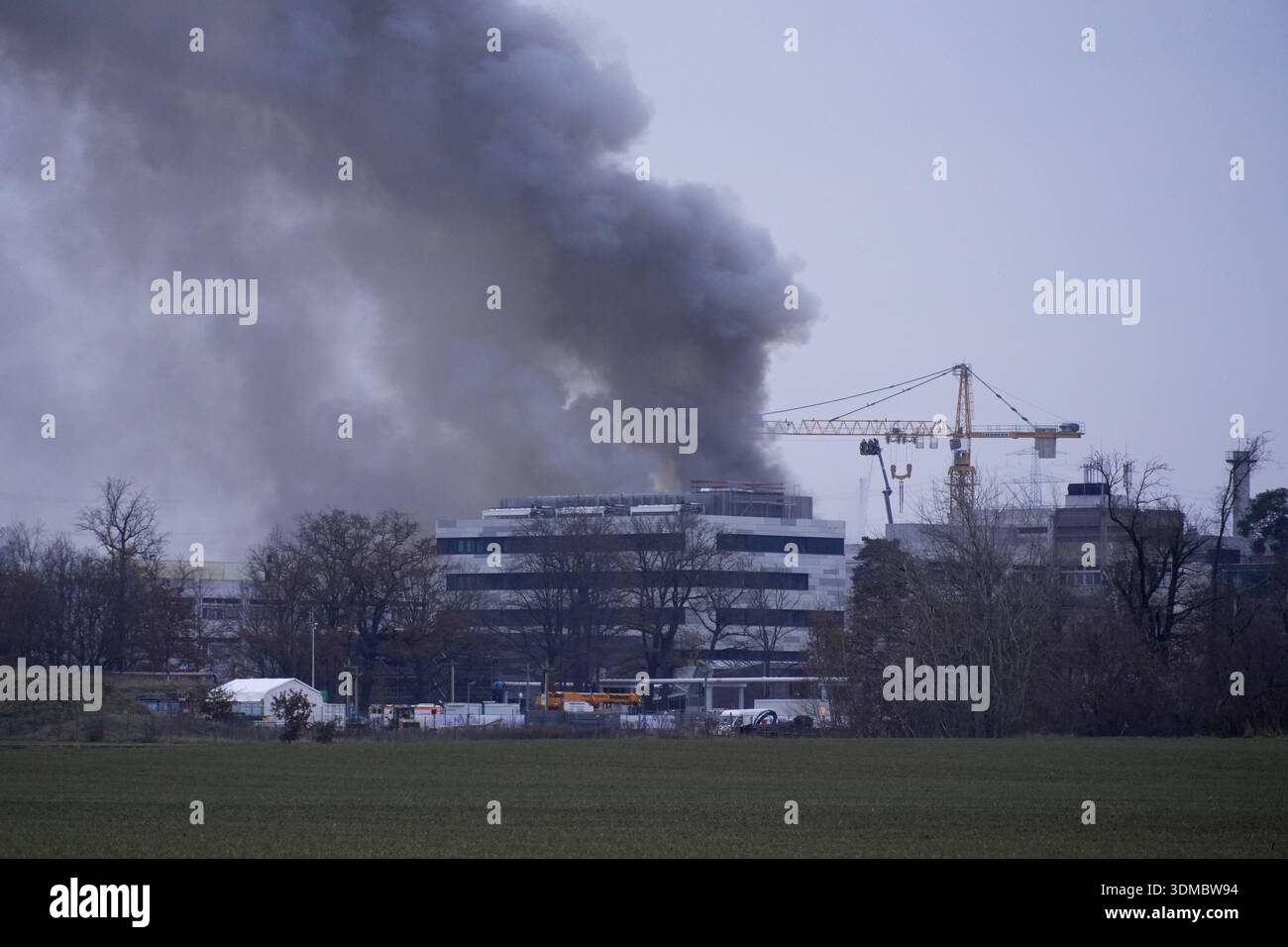 A fire burns the site of the GSI Helmholtzzentrum für ...