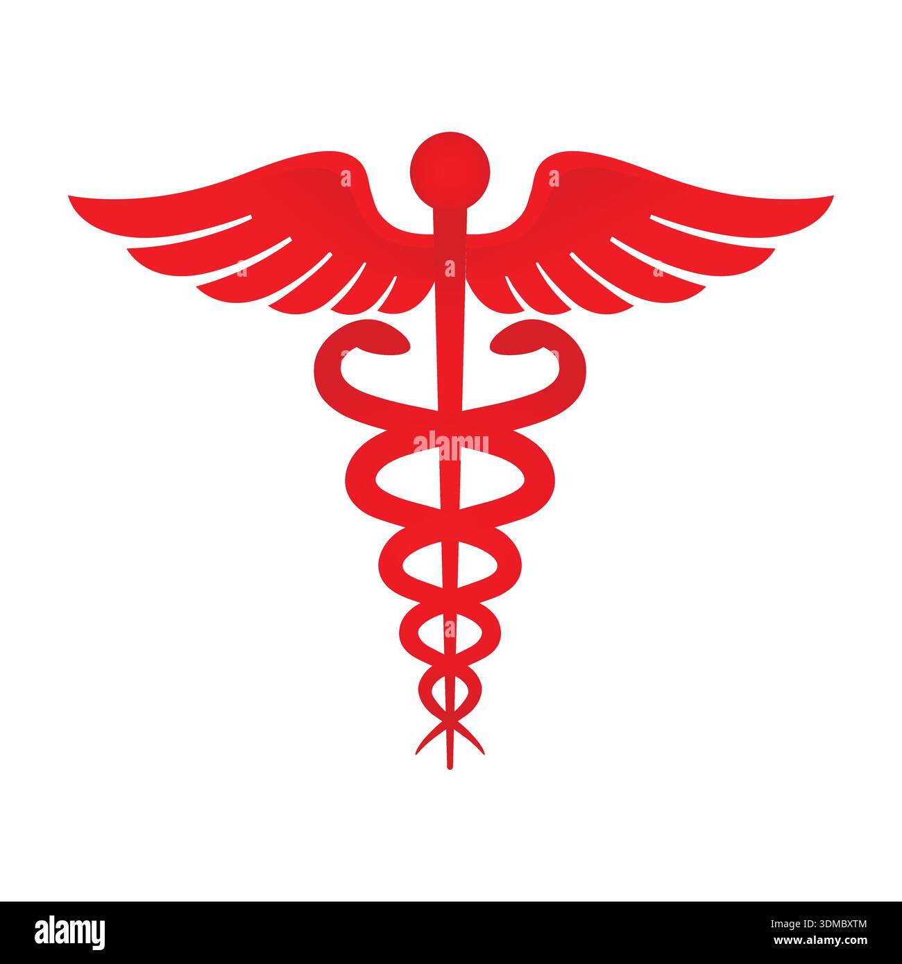 Medical Caduceus Symbol with Wings and Snakes Red Vector Flat Icon ...
