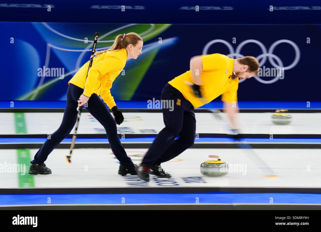 Sweden's Isabella Wrana and Rasmus Wrana during the Curling Mixed ...