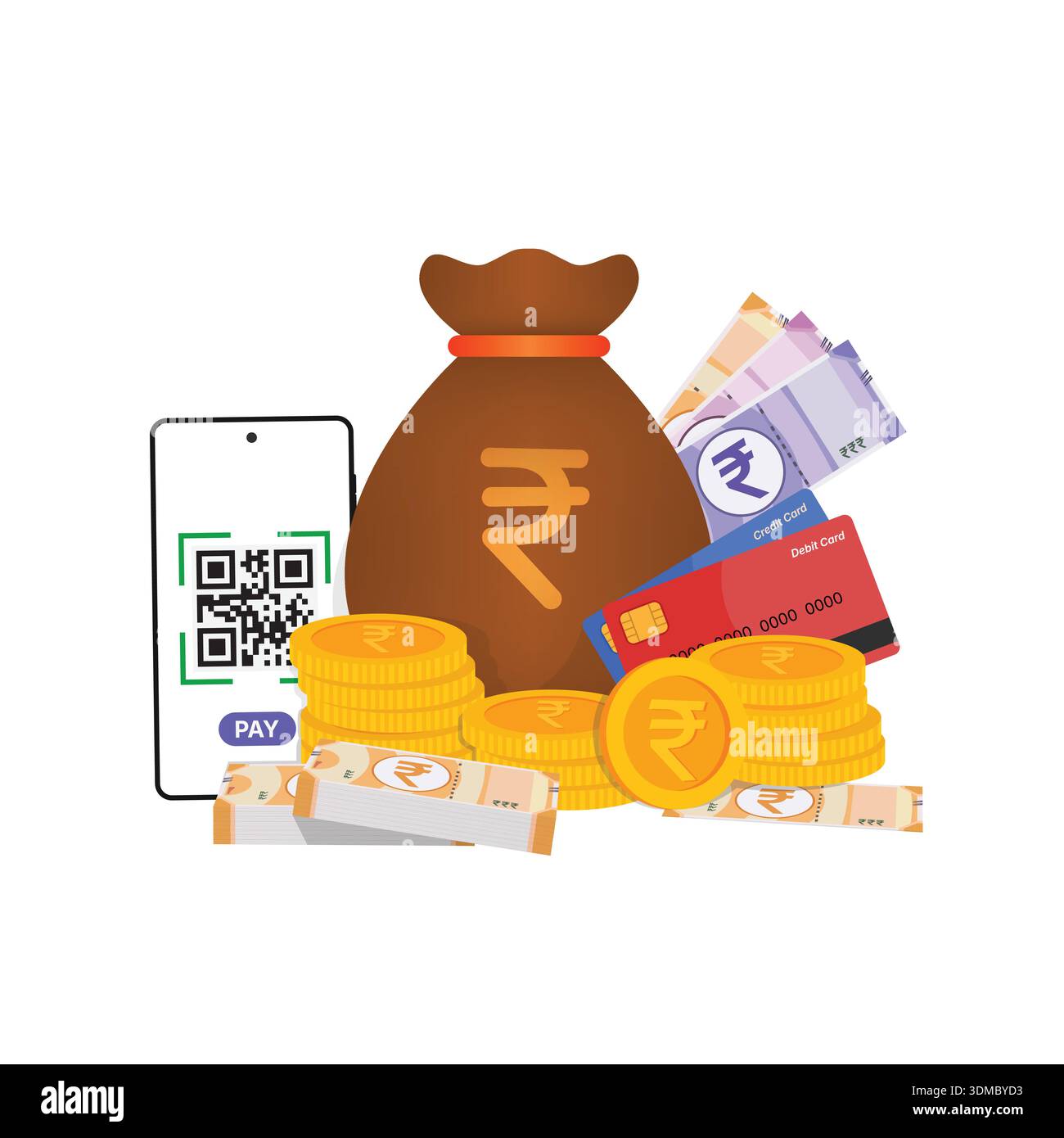 Mobile money india Stock Vector Images - Alamy
