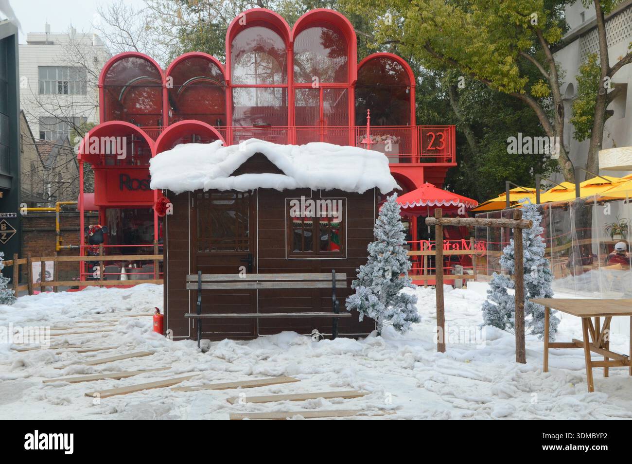 The EKA Tianwu block is decorated with festive installations for the ...