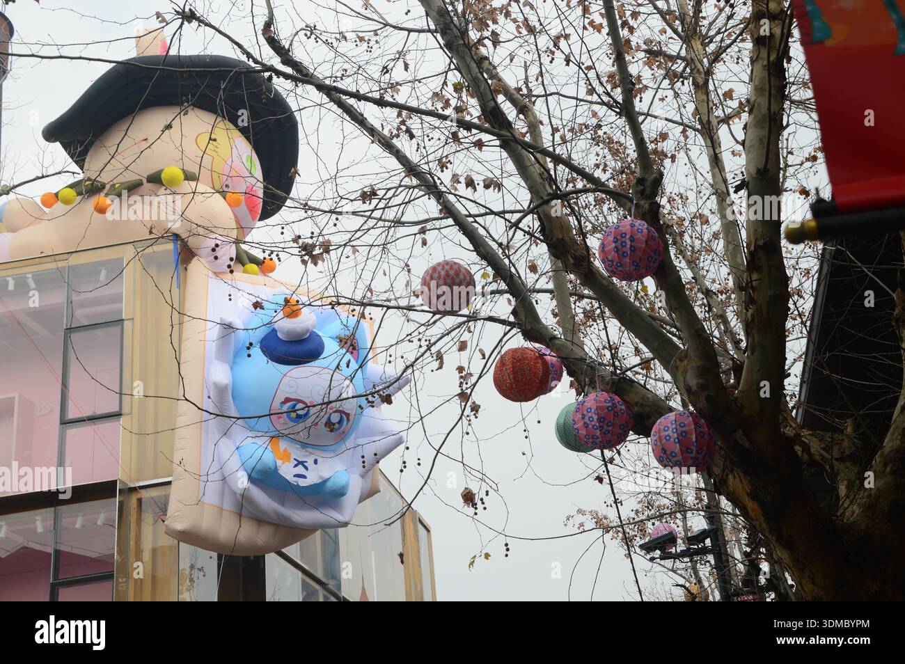 The EKA Tianwu block is decorated with festive installations for the ...