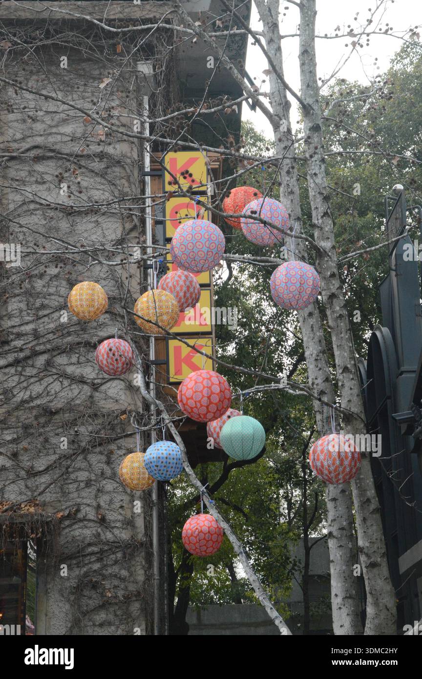 The EKA Tianwu block is decorated with festive installations for the ...