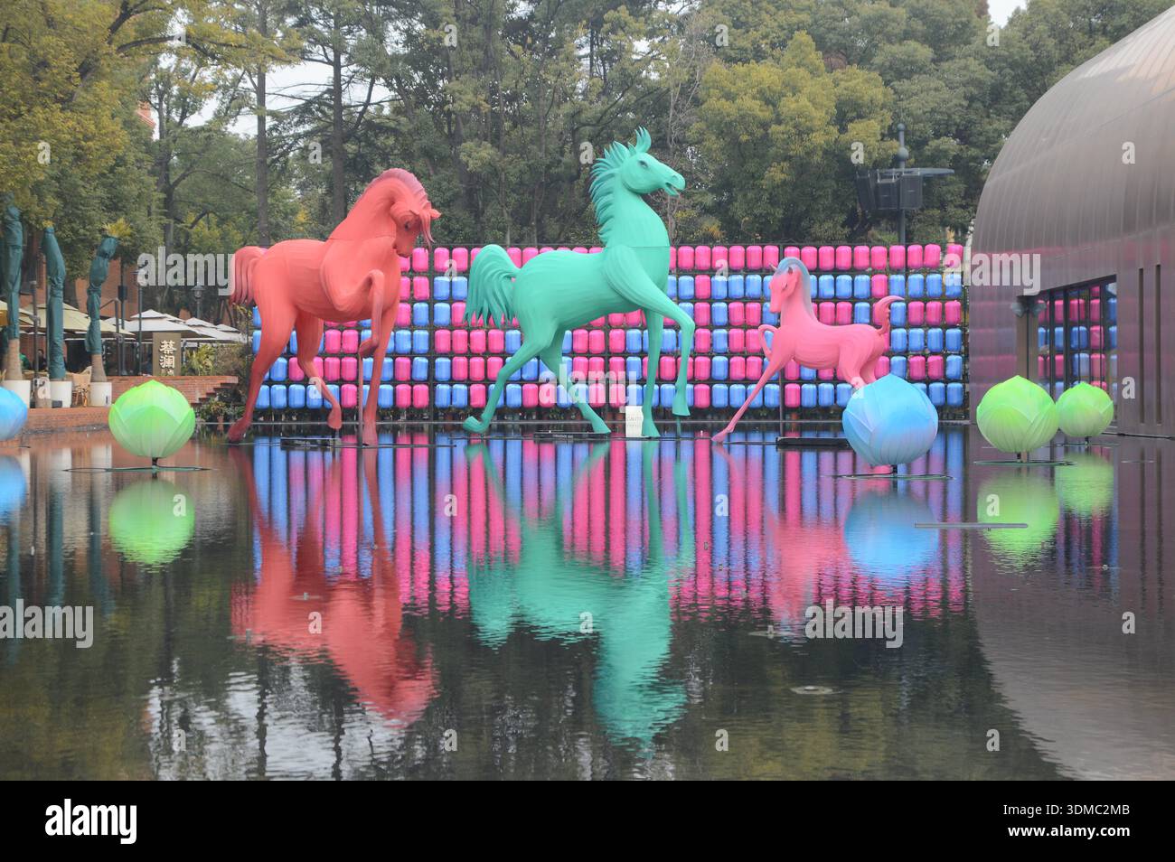 The EKA Tianwu block is decorated with festive installations for the ...