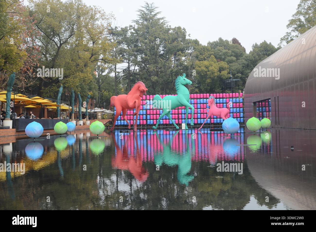 The EKA Tianwu block is decorated with festive installations for the ...