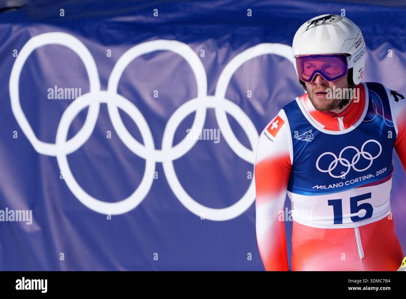 Switzerland's Alexis Monney checks his time at the finish area of an ...