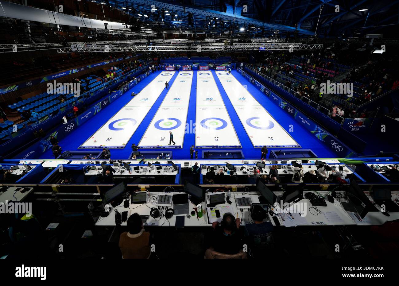 A general view of the Cortina Curling Olympic Stadium, Italy. Picture ...
