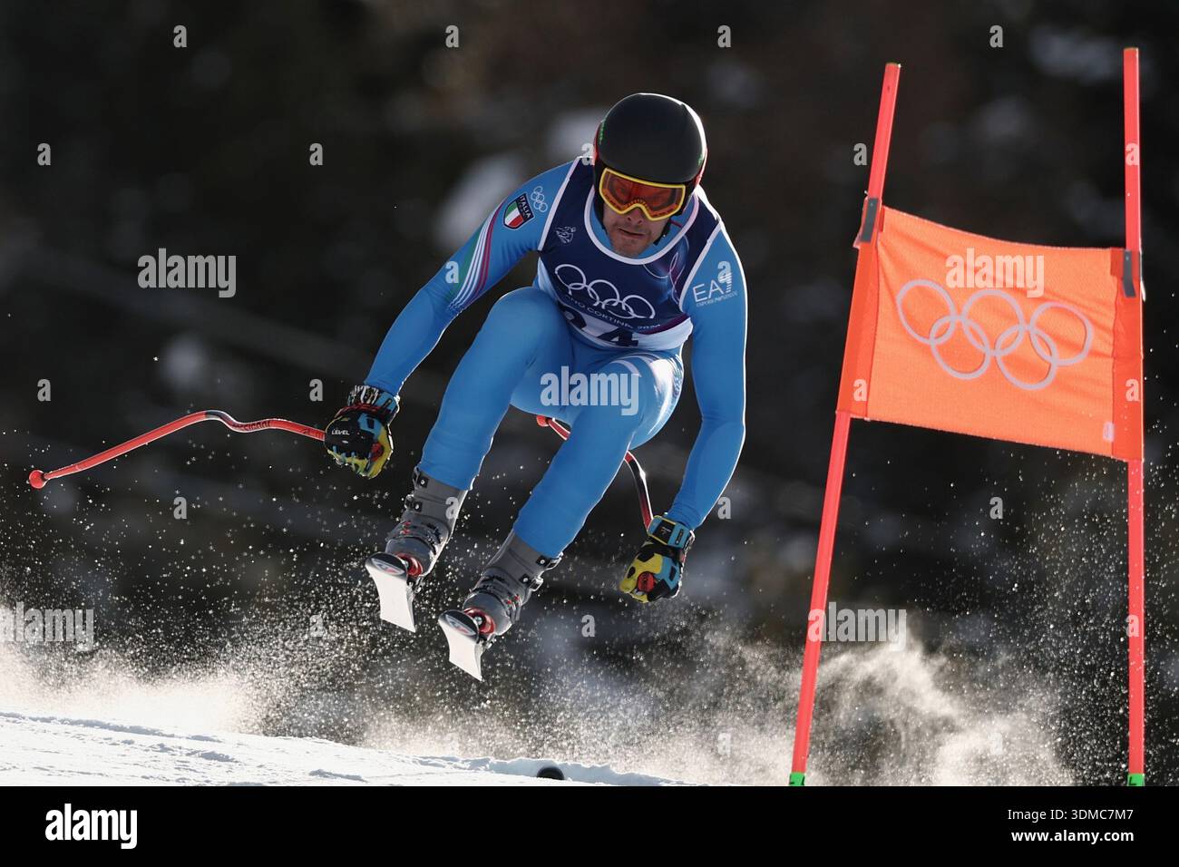 Italy's Christof Innerhofer speeds down the course during an alpine ski ...