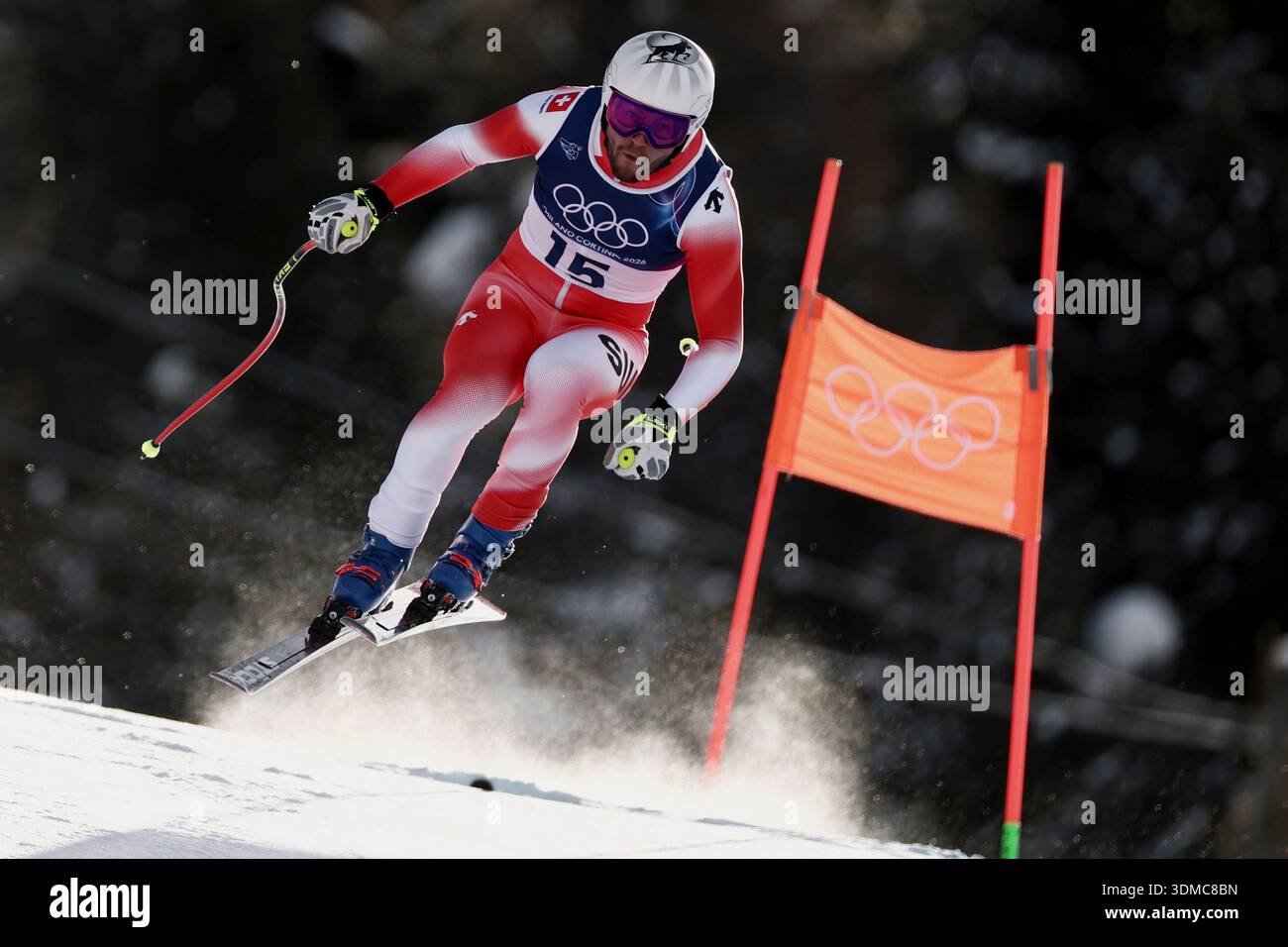 Switzerland's Alexis Monney speeds down the course during an alpine ski ...