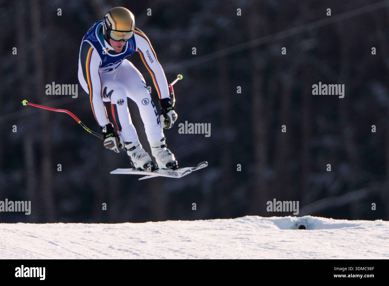 Germany's Simon Jocher speeds down the course during the alpine ski ...