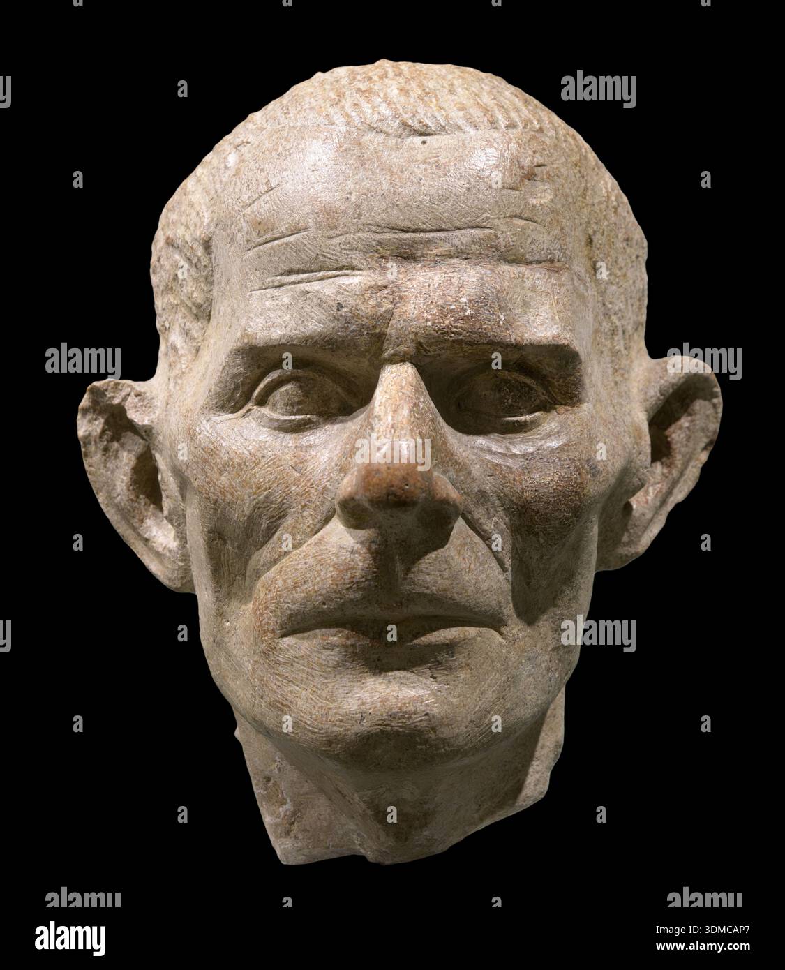 Ancient Roman limestone portrait head of a man from the late 1st ...